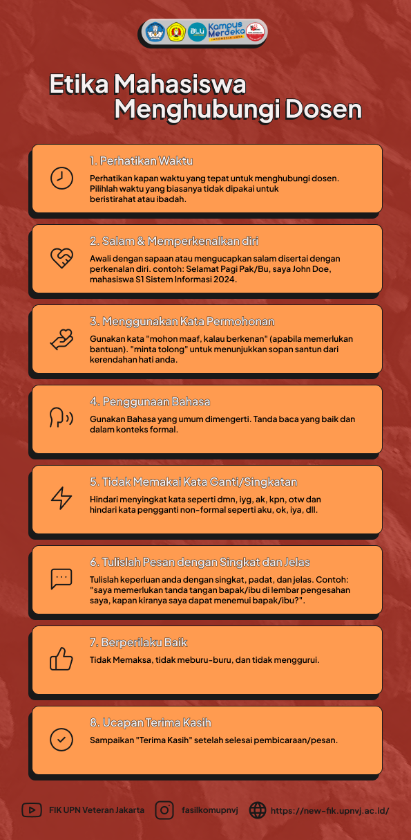 Informasi Etika Mahasiswa dalam Menghubungi Dosen - Fakultas Ilmu Komputer UPN Veteran Jakarta