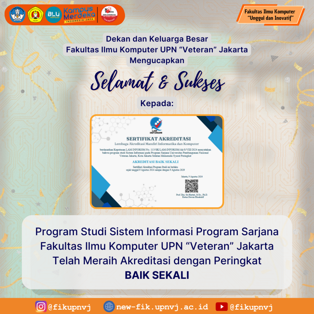 Selamat & Sukses Kepada Prodi Sistem Informasi Program Sarjana yang telah Meraih Peringkat ...